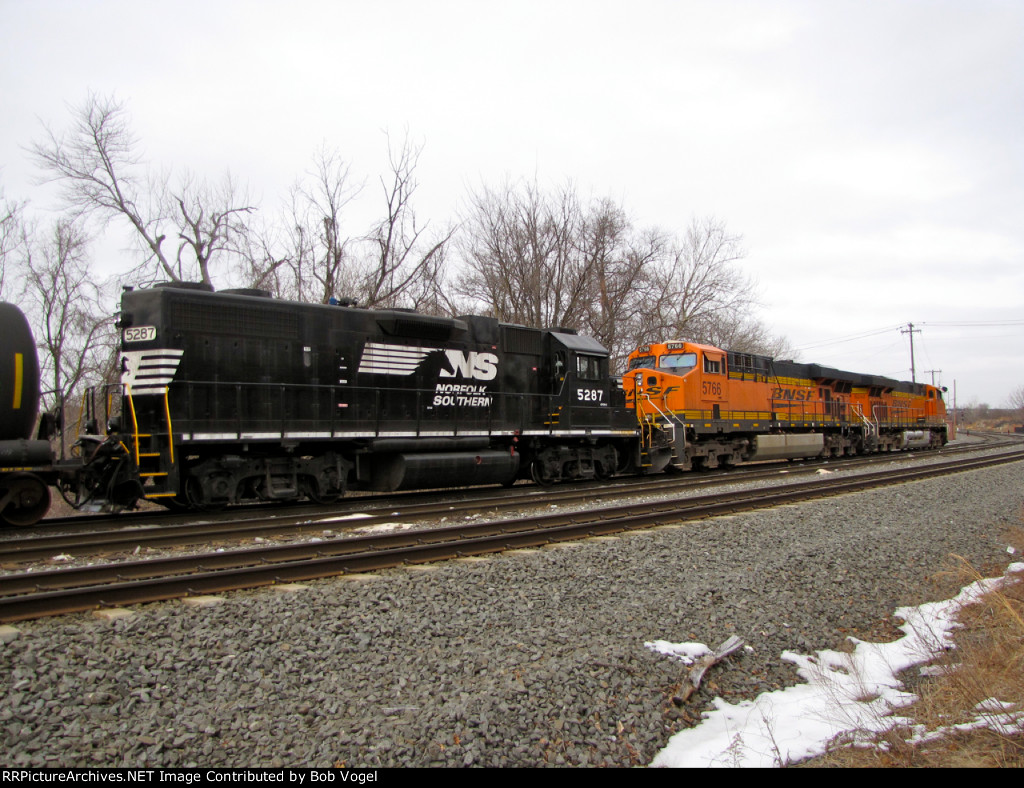 NS 5287; BNSF 5766 and 6242